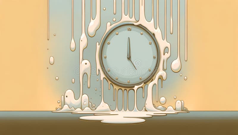 Melting Clock in a Surreal Illustration Stock Illustration ...