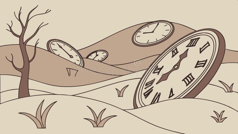 Melting Clocks on Ground, Surreal Time Concept Vector Design Generative ...