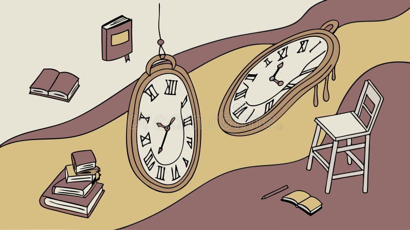 Melting Clocks Illustration, Surreal Time Concept Vector Design ...