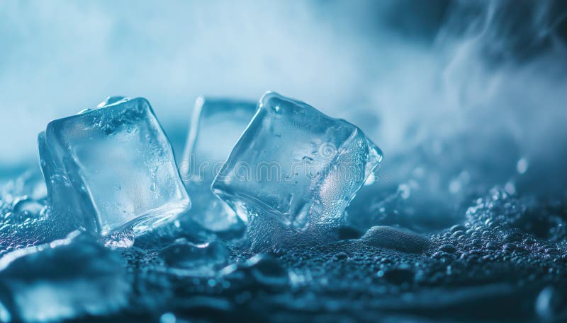 Melting Cold Water and Ice Cubes Stock Photo - Image of cubes, effect ...