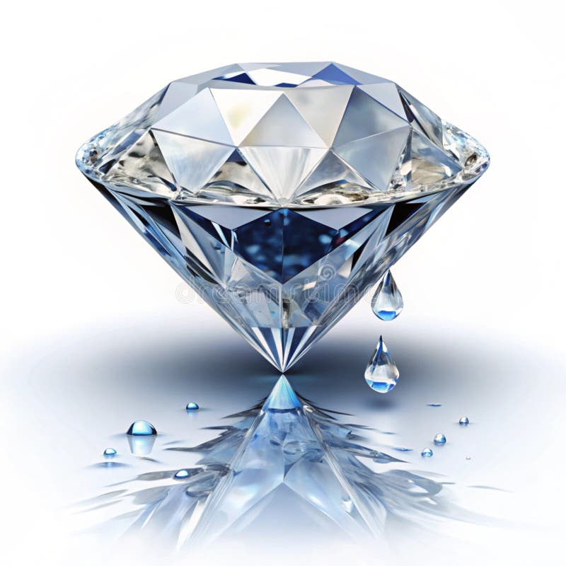 Melting Diamond Isolated on White Background Stock Illustration ...