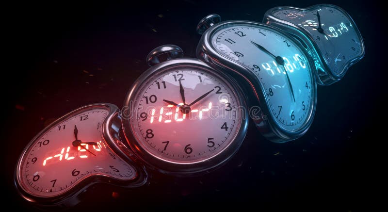 Melting Distorted Clocks Surreal Abstract Concept Time Passage ...