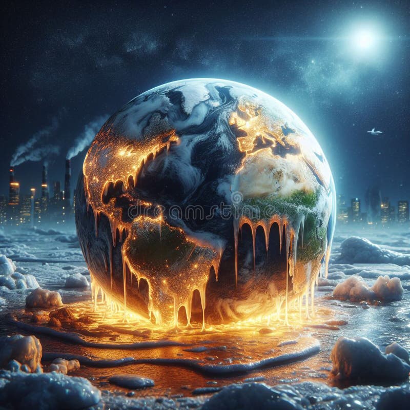 Melting Earth - Climate Change Visualization Stock Illustration ...