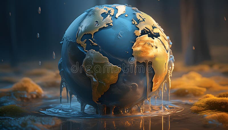 Melting Earth - Climate Change Visualization Stock Illustration ...