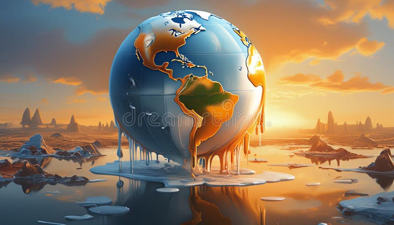 Melting Earth - Climate Change Visualization Stock Illustration ...