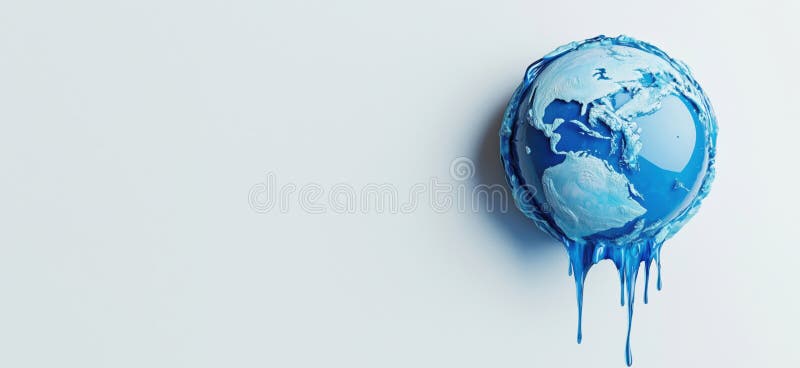 Melting Earth Globe with Blue Liquid Representing Climate Change and ...