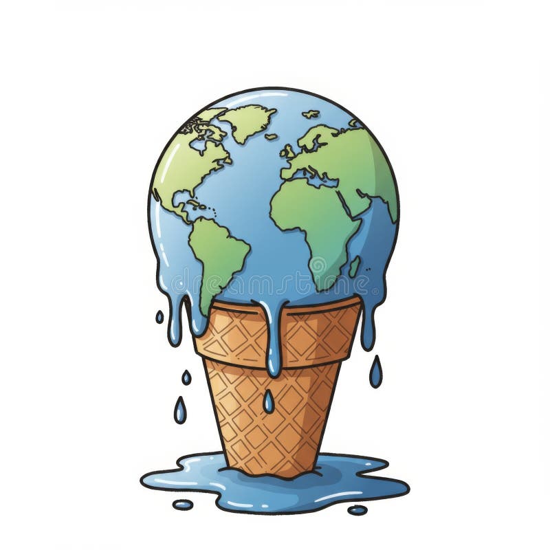 Melting Earth Ice Cream Cone Illustration Stock Illustration ...