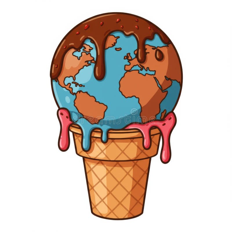 Melting Earth Ice Cream Cone Illustration Stock Illustrations – 138 ...