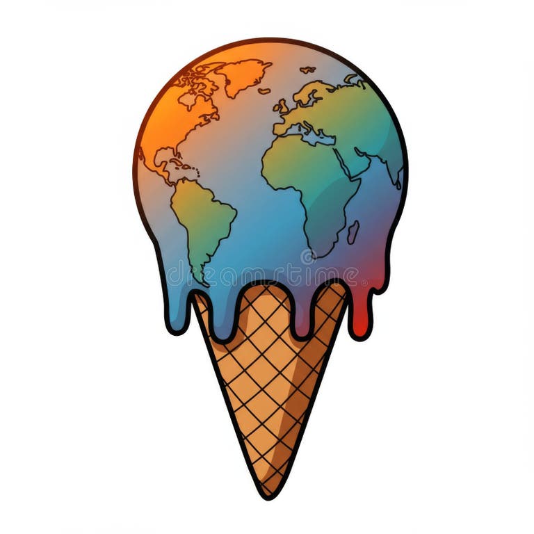 Melting Earth Ice Cream Cone Illustration Stock Illustration ...