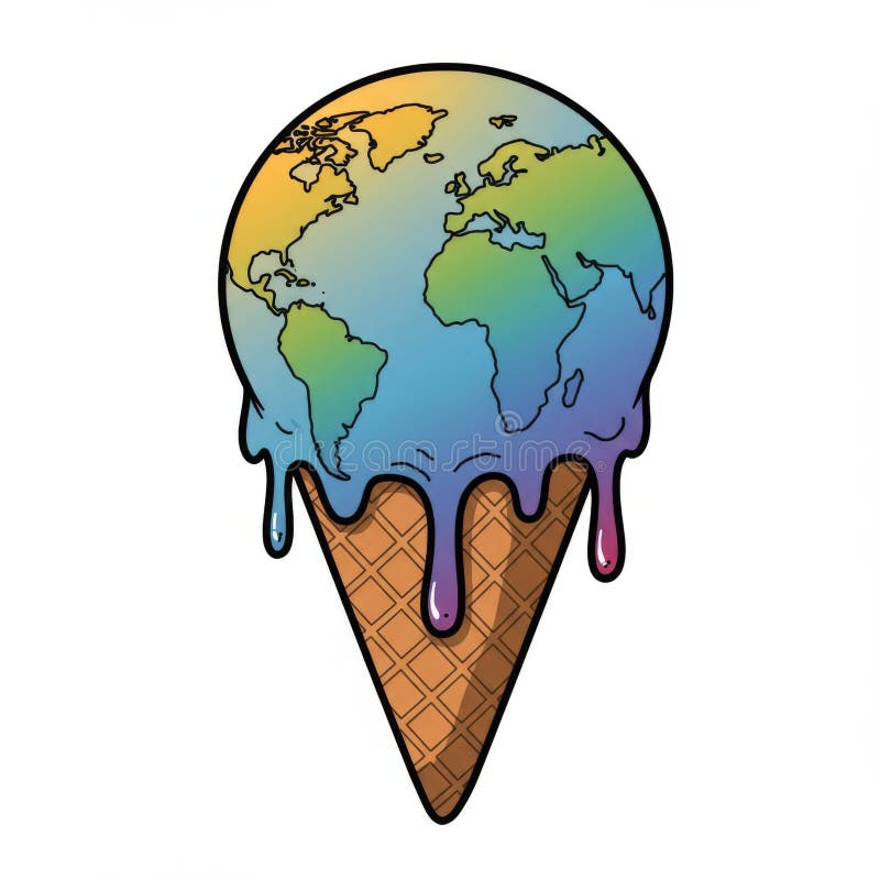 Melting Earth Ice Cream Cone Illustration Stock Illustrations – 132 ...
