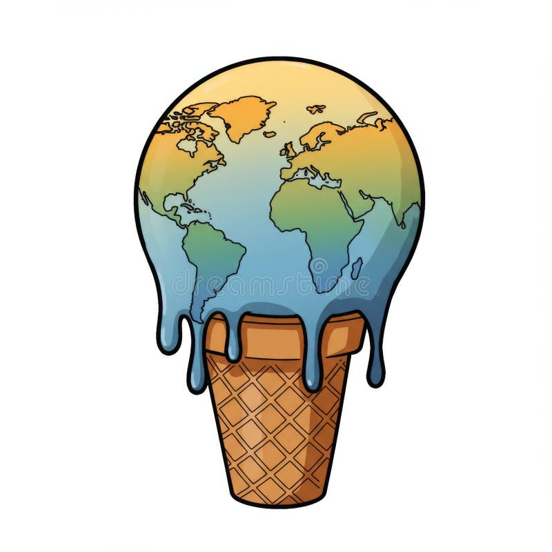 Melting Earth Ice Cream Cone Illustration Stock Illustrations – 132 ...