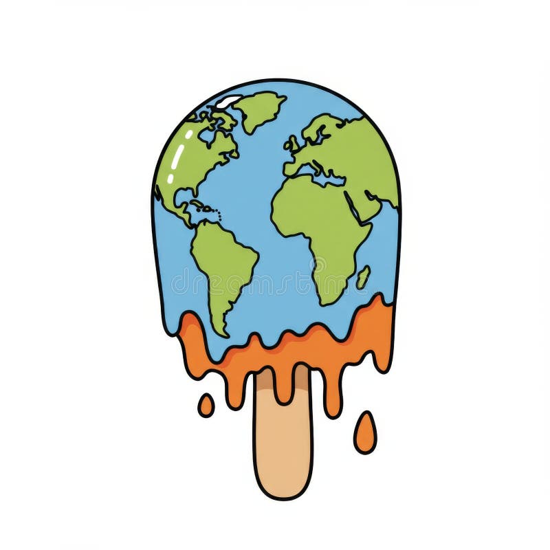 Melting Earth Ice Cream Popsicle Illustration Stock Illustration ...