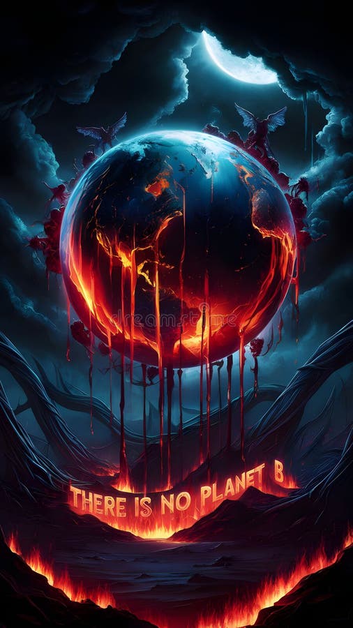 Melting Earth Surrounded by Ominous Creatures - No Planet B Stock ...