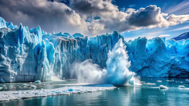 A Melting Glacier with Chunks of Ice Breaking Off into the Ocean AI ...