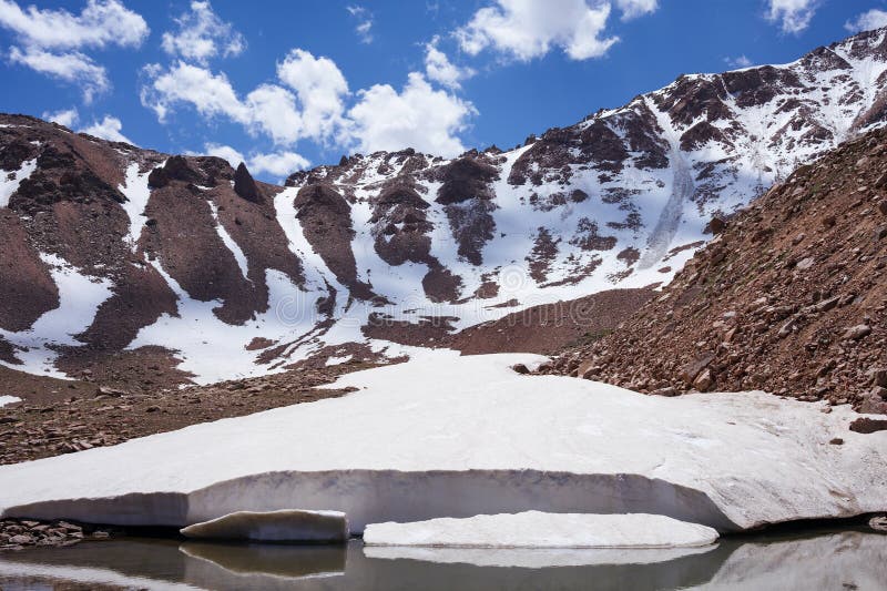 A Melting Glacier at the Foot of a Mountain Range Stock Photo - Image ...