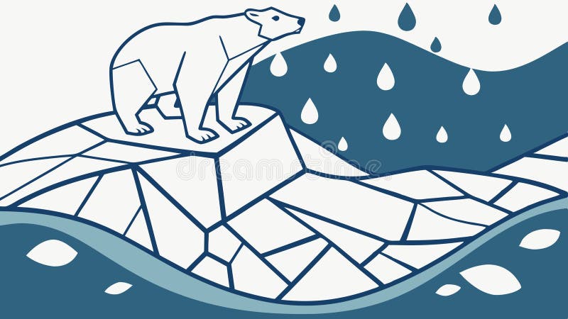 Melting Glacier Polar Bear Climate Change Illustration, Vector Design ...