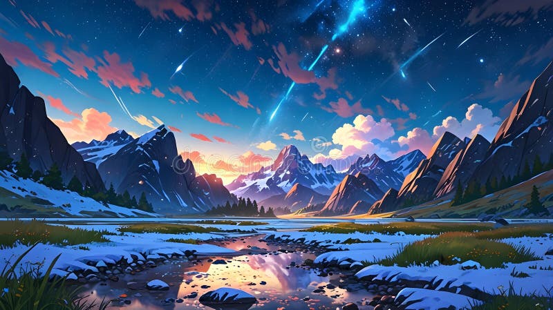 Melting Glacier with a Small Stream of Water Flowing through it Stock ...