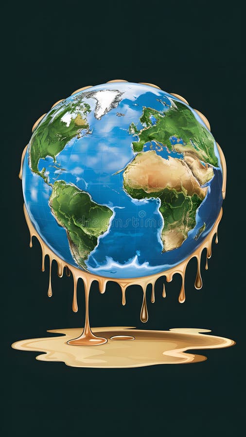 Melting Globe with Dripping Patterns, Continents and Oceans Separating ...