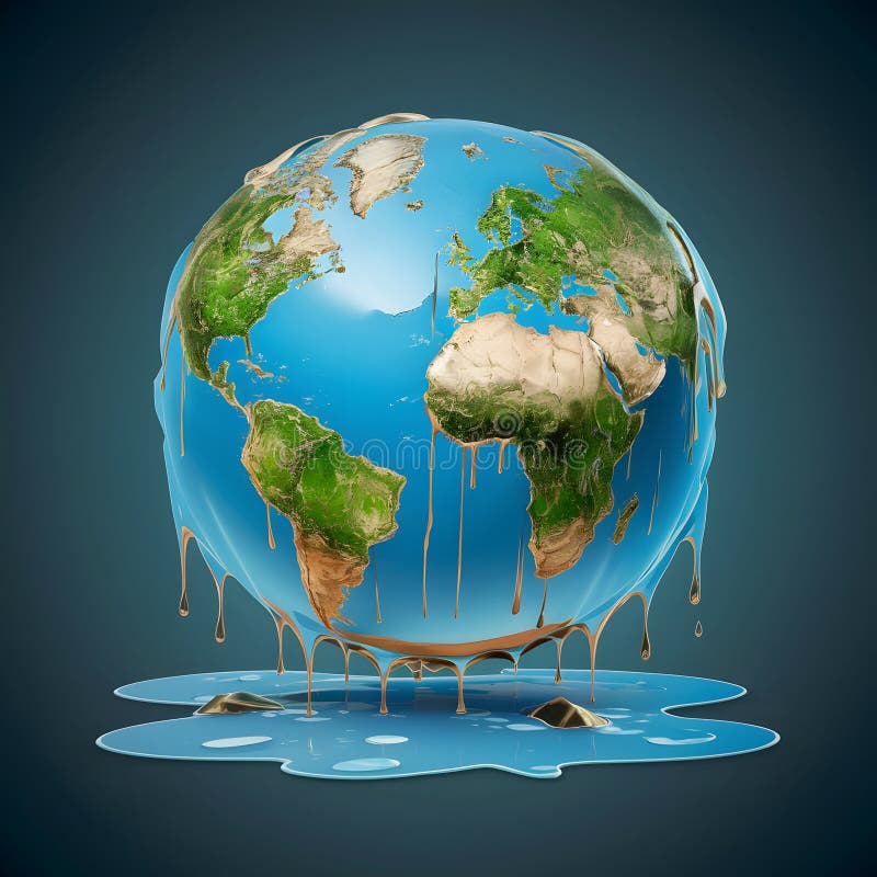 Melting Globe with Dripping Patterns, Continents and Oceans Separating ...