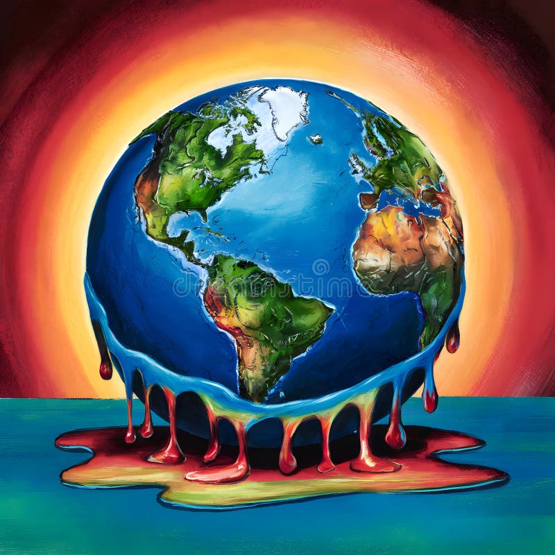 Melting Globe with Dripping Patterns, Continents and Oceans Separating ...