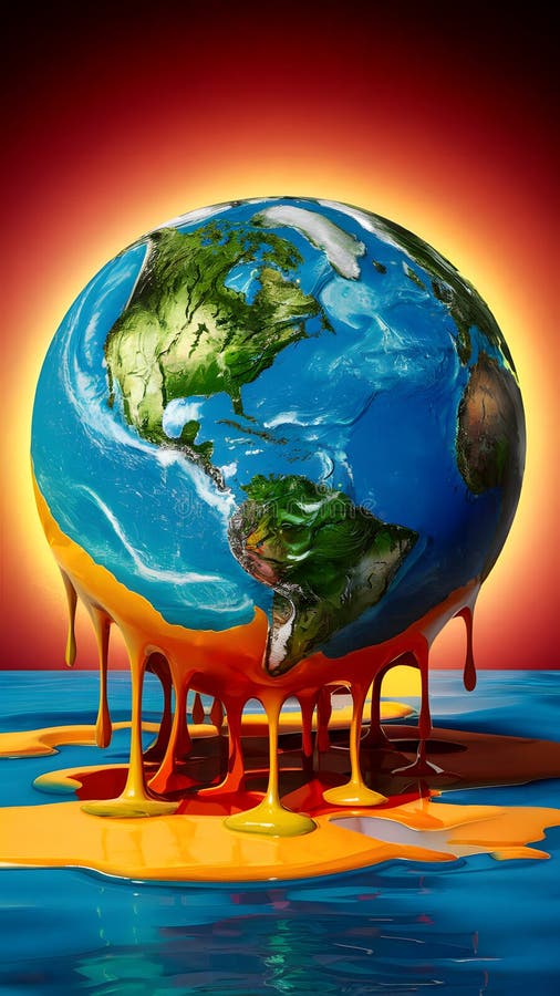 Melting Globe with Dripping Patterns, Continents and Oceans Separating ...