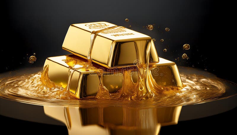A Melting Gold Bar, with Liquid Gold Flowing Down, Creating a Striking ...