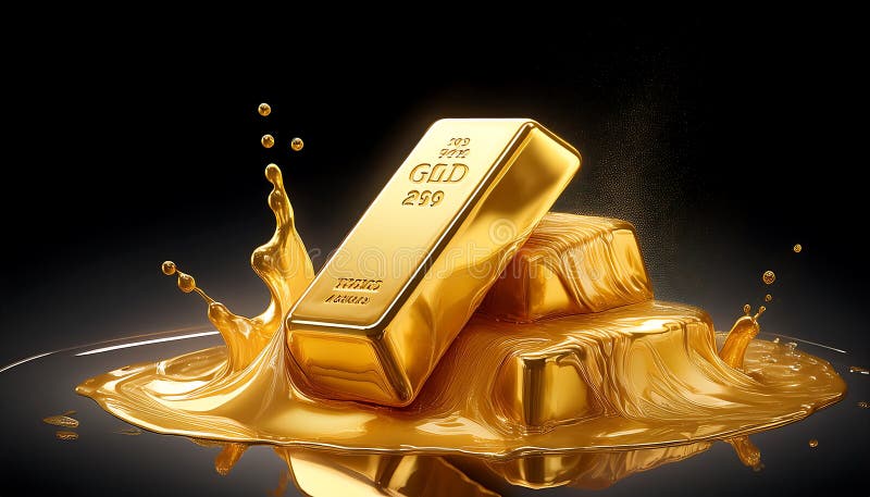A Melting Gold Bar, with Liquid Gold Flowing Down, Creating a Striking ...
