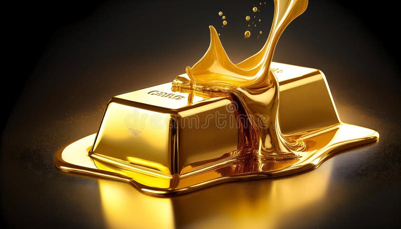A Melting Gold Bar, with Liquid Gold Flowing Down, Creating a Striking ...