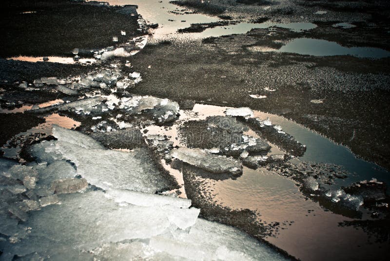 Beginning of Spring, Melting Snow Stock Image - Image of surface, macro ...