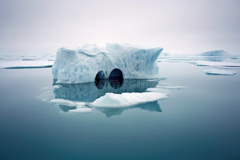 Melting Ice Around Drill Hole in Iceberg Stock Photo - Image of iceberg ...