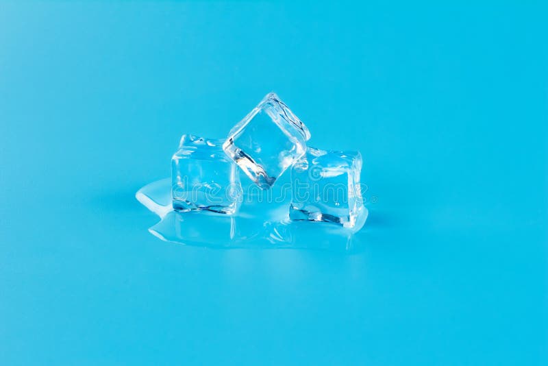 Melting Ice on a Blue Background, Meltwater from Ice Stock Photo ...