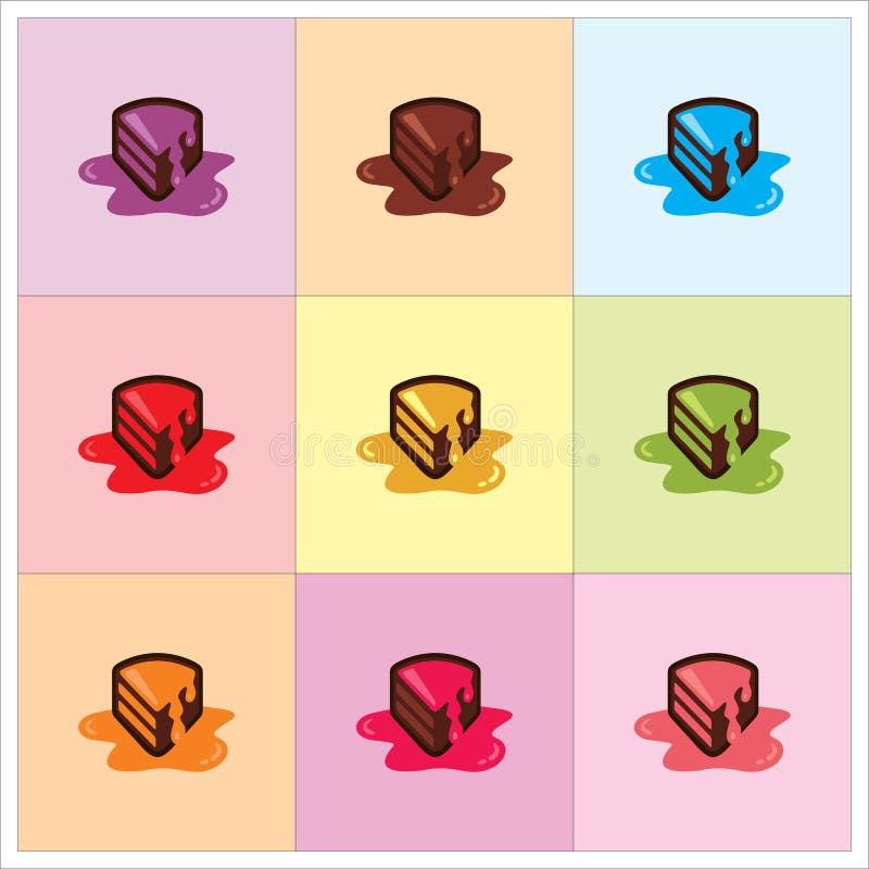 Cake with Melting Sauces Logo Illustration Design Template Stock Vector ...