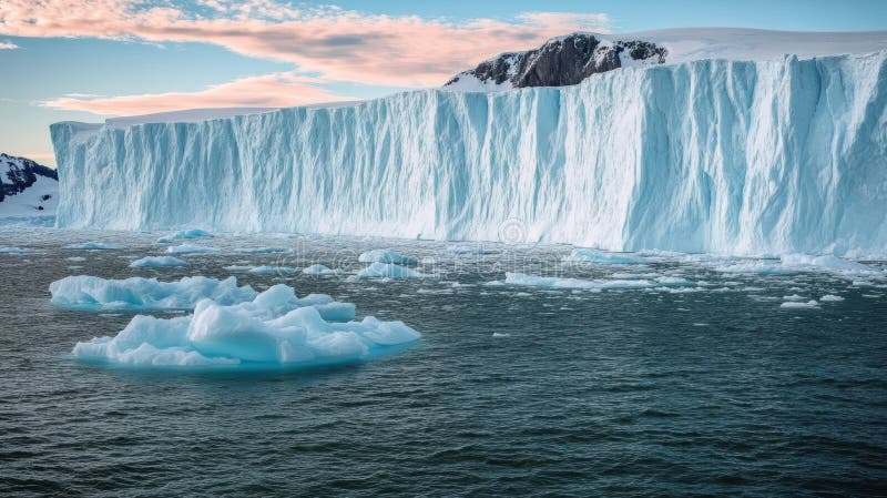 Melting Ice Cap Creates Stunning Arctic Landscape at Sunset Stock ...