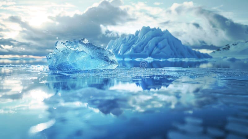 Melting Ice and Climate Change Concept, Realistic Image for Global ...