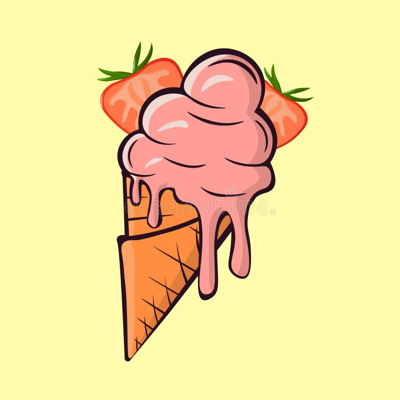 Vector Cartoon Melting Ice Cream Balls Cone Stock Illustrations 114 Vector Cartoon Melting Ice