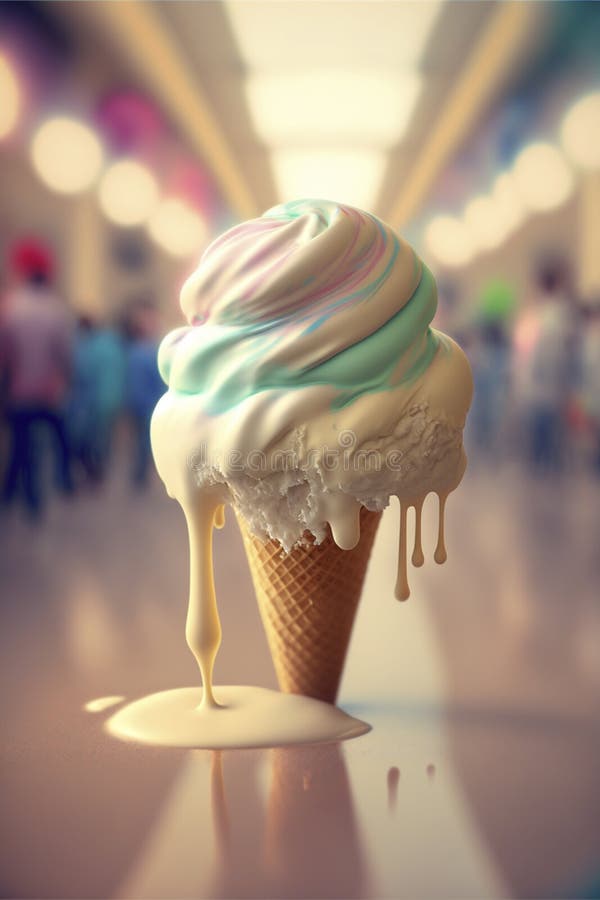 Melting Ice Cream Cone. Created with Ai Generative Tools Stock ...