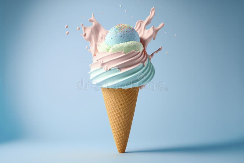Melting Ice Cream Cone. Created with Generative Ai Technology Stock ...