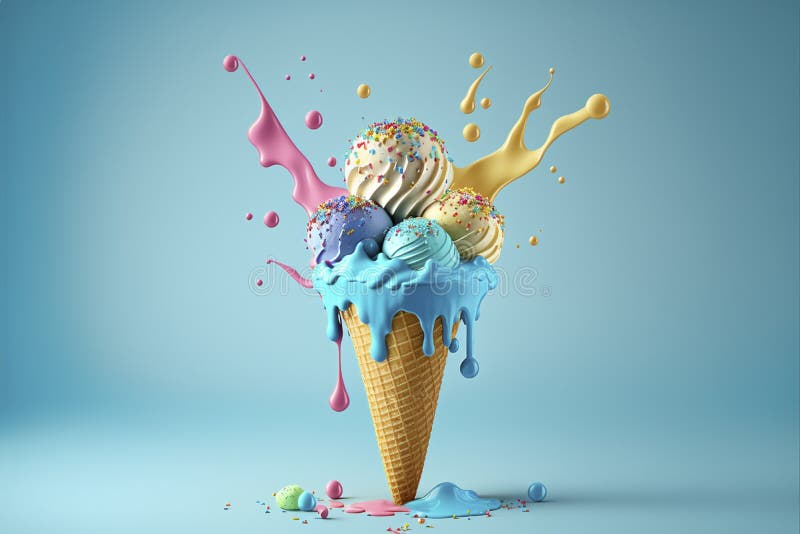 Melting Ice Cream Cone. Created with Generative Ai Technology Stock ...