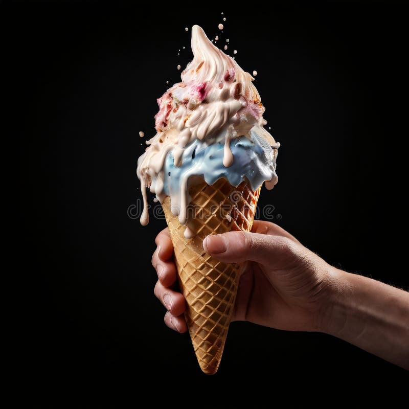 Melting Ice Cream Cone Held in Hand Stock Image - Image of food ... Melting Ice Cream Cone Held in Hand Stock Image - Image of food ...