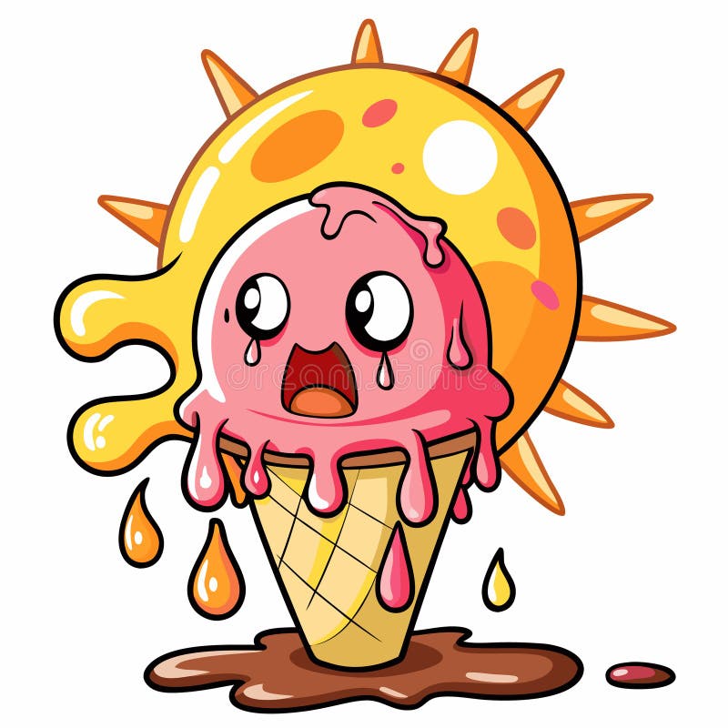 Cone Cream Ice Melting Sun Stock Illustrations – 644 Cone Cream Ice ...