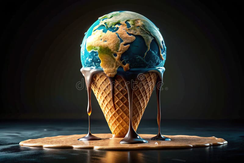 Melting Ice Cream Cone a Visual Metaphor for the Urgent Global Warming ...