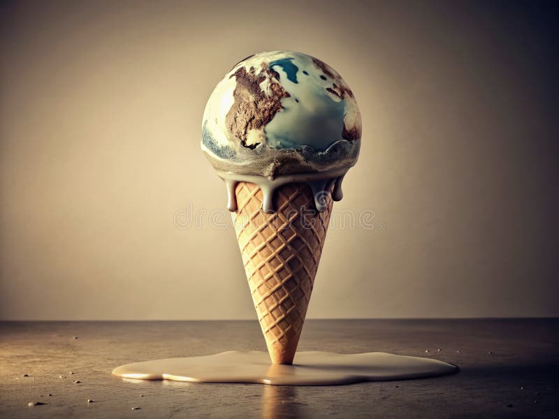 A Melting Ice Cream Globe Cone a Visual Metaphor for the Urgent Climate ...