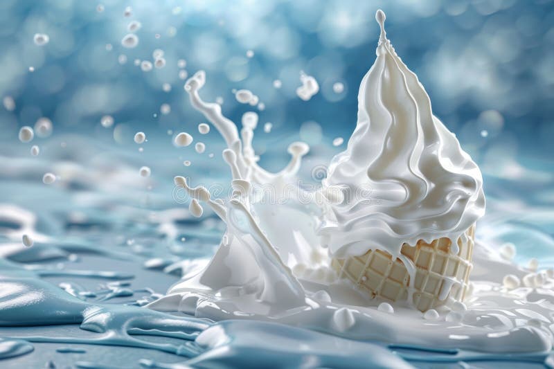 Melting Ice Cream Splash, Icecream Melt, Flow Dripping Yogurt, Melting ...