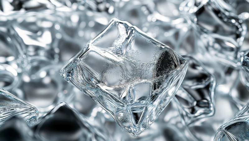 Melting Ice Cube Close-Up â€“ Smooth Surfaces with Internal Fractures ...