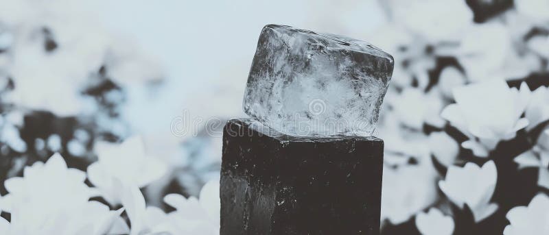 Melting Ice Cube Collage Showcasing Geometric Shapes and Floral ...