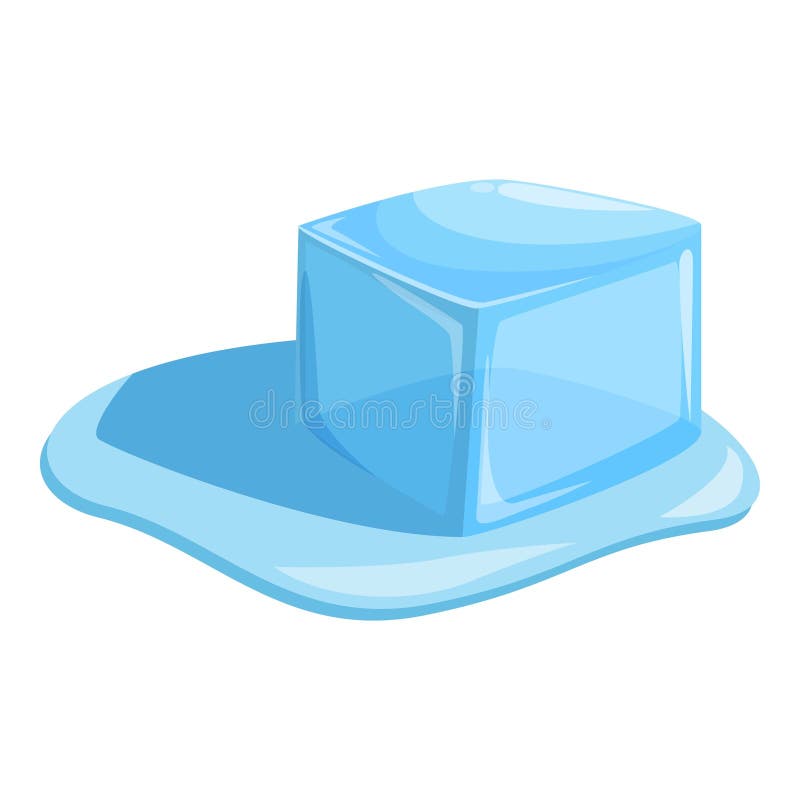 Melting Ice Cube Creating a Puddle of Water Stock Illustration ...