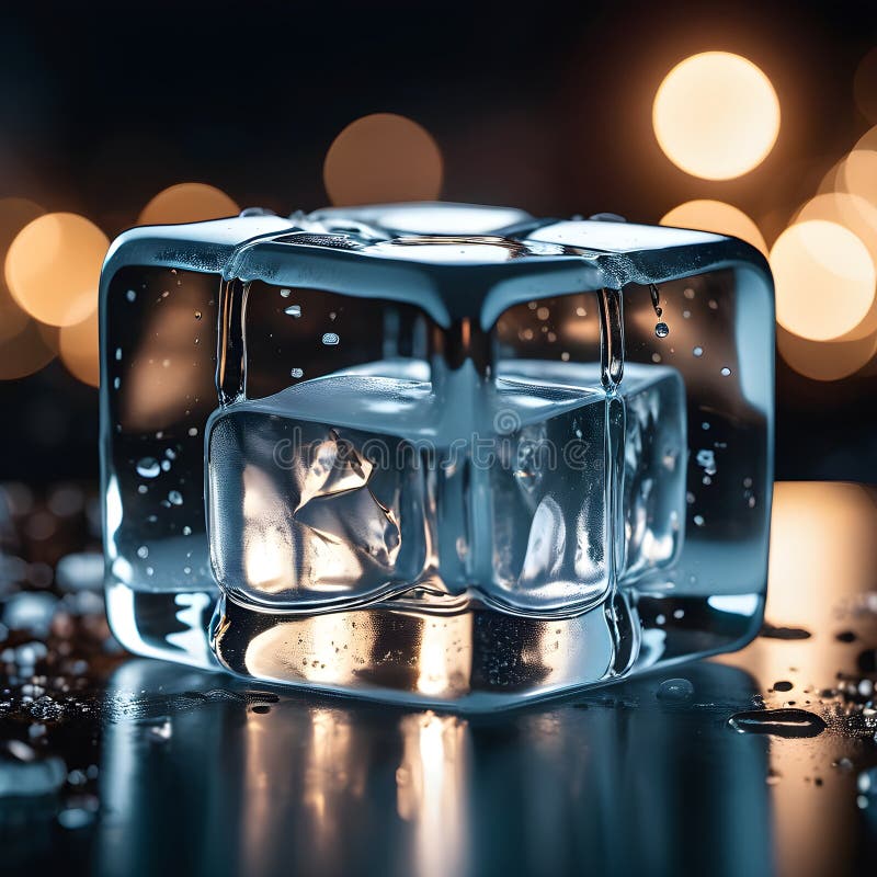 Melting Ice Cube in Isolation, Showcasing the Delicate Transition from ...