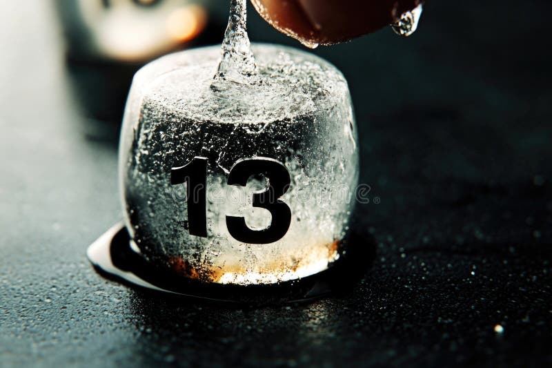 Melting Ice Cube with Number 13 Capturing Concept of Time and Change ...
