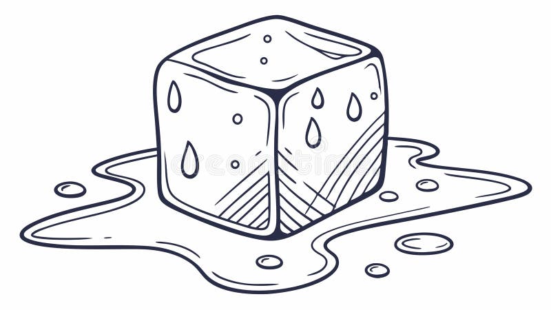 Melting Ice Cube, Showing Transition and Change, Cold Liquid, Vector ...