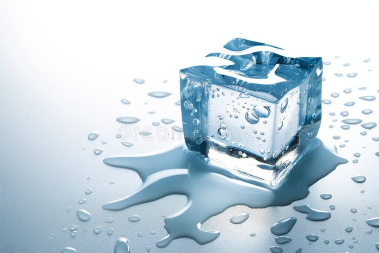 Melting Ice Cube with Water Drops Stock Illustration - Illustration of chill, surface: 317633181
